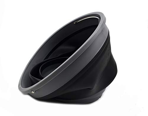 SAMMART 10L/2.6 Gallon Collapsible Plastic Bucket - Foldable Round Tub - Portable Fishing Water Pail - Space Saving Outdoor Waterpot, Size 31cm Dia (1, Grey/Black)