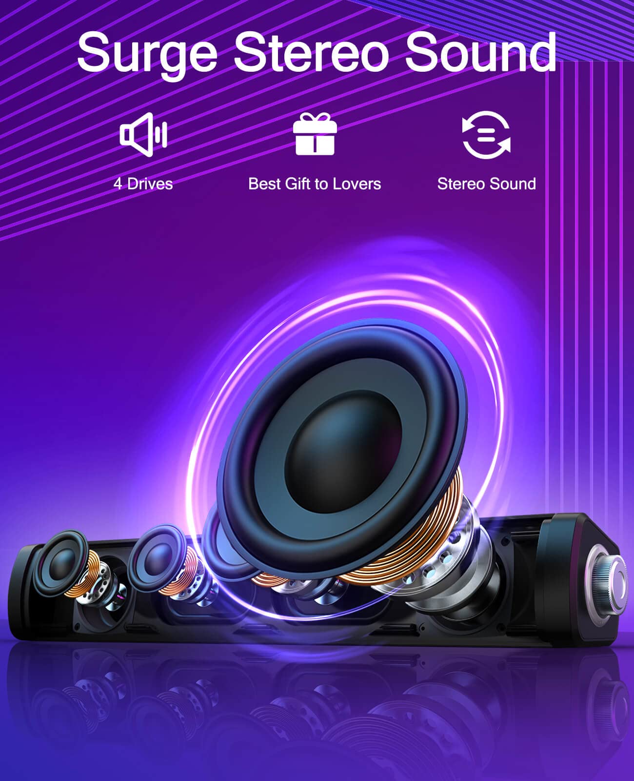 Computer Speakers for Desktop Monitor, LENRUE PC Speakers with Touch Colorful Lights, Volume Knob, USB Powered for Computer, PC, Laptop