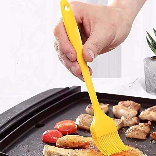 Silicone Basting Grill BBQ Sauce Baking Brush-Large Oil Brush-Perfect for Food,Marinating Meat,Steaks and Pastries(Yellow)