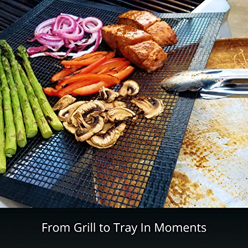 SIGVAL Mighty Mat - Reinforced Non-Stick Jerky Smoker Grill Mesh Mat - Set of 3 - Baking Mat, and BBQ Mat to Cook Fish, Vegetables, Meats on Smoker or Grill