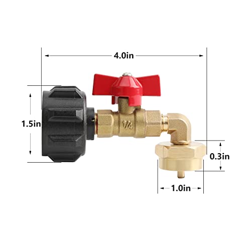 Flameweld Propane Refill Elbow Adapter - Fits QCC1/Type1 Gas Cylinder Tank Coupler, 90 Degrees Propane Refill Pressure Adapter with ON-Off Control Valve, Solid Brass