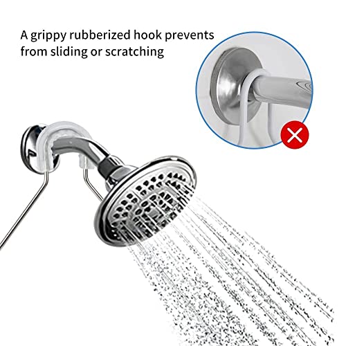 Shower Caddy over Shower Head Hanging Shower Organizer Rust Proof with 10 Razor Hooks Bathroom Shampoo Holder with Towel Rack Shower Storage Shelf-Chrome-Stainless Steel