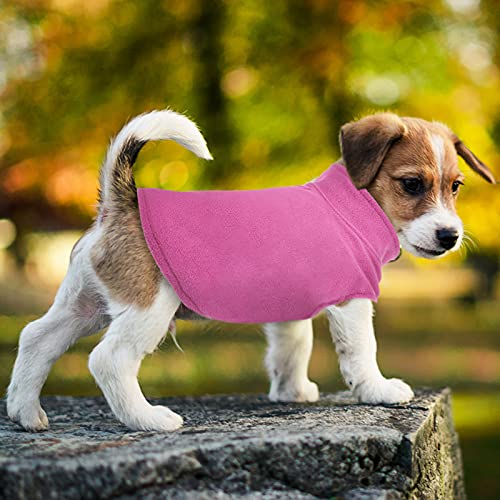 FUAMEY Dog Fleece Vest,Warm Sweatshirt Puppy Stretchy Sweater Pullover Dog Turtleneck Coat Dog Winter Jacket with Leash Hole,Doggie Dachshund Sweaters Yorkie Clothes for Small Medium Dogs Pink S