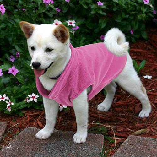 FUAMEY Dog Fleece Vest,Warm Sweatshirt Puppy Stretchy Sweater Pullover Dog Turtleneck Coat Dog Winter Jacket with Leash Hole,Doggie Dachshund Sweaters Yorkie Clothes for Small Medium Dogs Pink S
