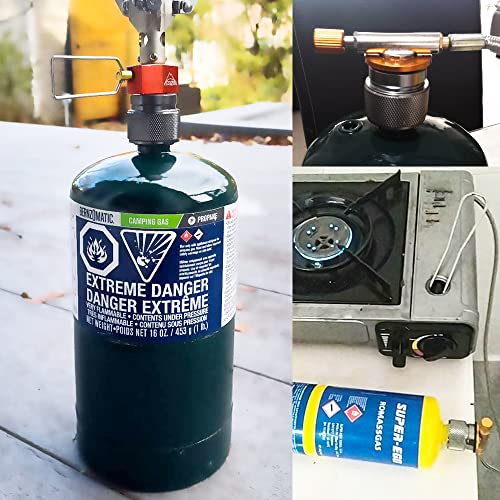 LinaLife 1 lb. Propane Small Gas Tank Input EN417 Valve Output Outdoor Camping Stove Convert Cylinder LPG Canister Adapter