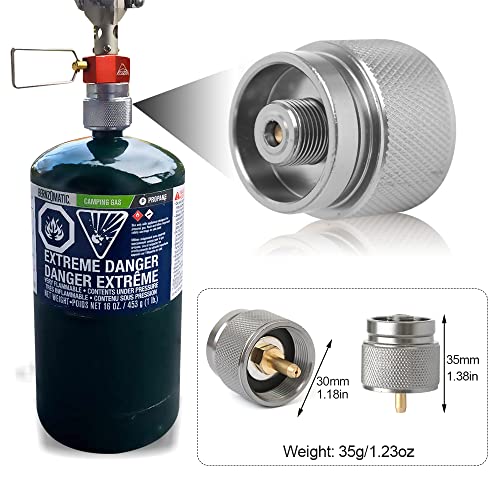 LinaLife 1 lb. Propane Small Gas Tank Input EN417 Valve Output Outdoor Camping Stove Convert Cylinder LPG Canister Adapter