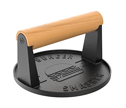 The Burger Smasher - Cast Iron Burger Press Kit w/Patty Paper Included | Hamburger Press Perfect for Flat Top Grill, Cast Iron Griddle or Skillet | Meat Press and Grill Press