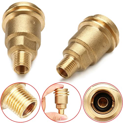 Seihao 2 Pcs 5042 QCC1/Type 1 Nut Propane Gas Fitting Adapter with 1/4 Inch Male Pipe Thread, Brass Propane Quick Connect Fittings for RV Camper, Cylinder, BBQ Gas Grill, BuddyHeater