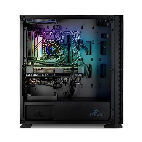 YEYIAN Gaming PC Yari II - Intel i5 12400F, GeForce RTX 4060 Gaming Computer Desktop, 512GB NVMe SSD + 2 TB HDD, 16GB DDR4 3200MHz RAM, 650W Gold PSU, Prebuilt Win 11 Home PC, Liquid Cooler, VR Ready