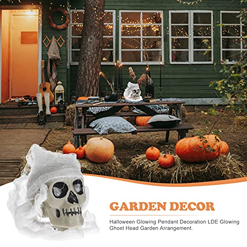 1Pc Luminous Decorative Scary Skull Pendant Halloween Party Skull Decor (White) Decor for Celebration Party