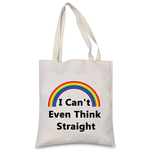 LEVLO Rainbow LGBT Lesbian Gay Pride Bags I Can't Even Think Straight Shopping Bags Birthday Present (I Can't Even Think Straight)