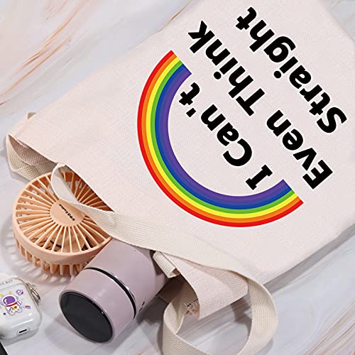 LEVLO Rainbow LGBT Lesbian Gay Pride Bags I Can't Even Think Straight Shopping Bags Birthday Present (I Can't Even Think Straight)