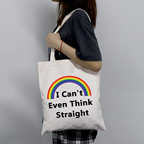 LEVLO Rainbow LGBT Lesbian Gay Pride Bags I Can't Even Think Straight Shopping Bags Birthday Present (I Can't Even Think Straight)