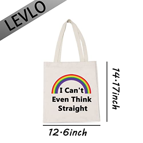 LEVLO Rainbow LGBT Lesbian Gay Pride Bags I Can't Even Think Straight Shopping Bags Birthday Present (I Can't Even Think Straight)