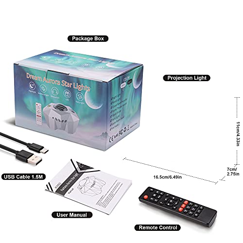 Aurora Galaxy Projector Light, Star Projector with Music Speaker, Night Light Projector with Moon, Northern Lights Projector for Bedroom, Gaming Room, Home Theater, Ceiling