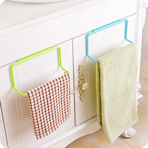 FlekmanArt Towel Rack Hanging Holder Organizer | Towel Bar Rack for Kitchen Bathroom | Over The Door Towel Rack Hand Towel Rack Inside Cabinet Towel Rack Cabinet Cupboard Hanger Shelf