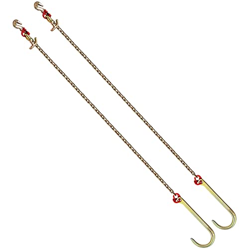 VEVOR J Hook Chain, 5/16 in x 10 ft Tow Chain Bridle, Grade 80 J Hook Transport Chain, 9260 Lbs Break Strength with JT Hook & Grab Hook, Tow Hooks for Trucks, Heavy Duty J Hook and Chain Shorteners