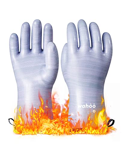 Wahoo Liquid Silicone Oven Gloves, CoralAir Liner, Heat Resistant Gloves for Cooking, Food-Grade, Waterproof, Baking, Medium