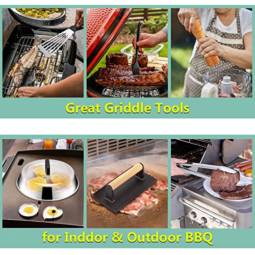 HaSteeL 25Pcs Griddle Accessories Kit, Stainless Steel Teppanyak Tools Set with Metal Spatulas, Melting Domes, Burger Press, Great for Flat Top Cooking Camping Outdoor BBQ, Heavy Duty & Easy to Clean