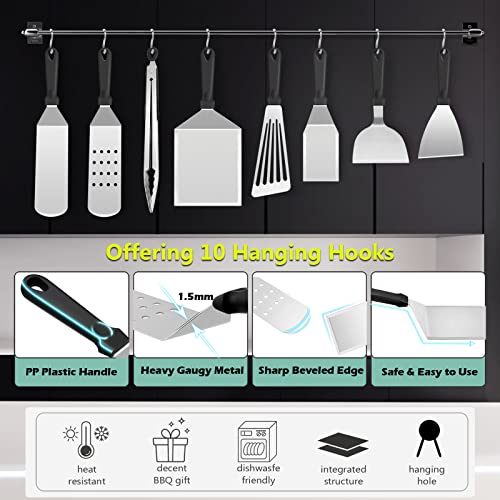 HaSteeL 25Pcs Griddle Accessories Kit, Stainless Steel Teppanyak Tools Set with Metal Spatulas, Melting Domes, Burger Press, Great for Flat Top Cooking Camping Outdoor BBQ, Heavy Duty & Easy to Clean