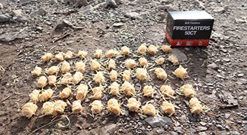 J&R Outdoor 50pc Fire Starter Pack, Extended Burn time FireStarters for Indoor and Outdoor uses, FireStarters for Fireplace, Campfires, Grilling, Wood Stoves, No Odor and Water Resistant