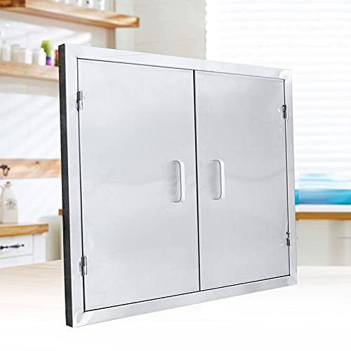 Outdoor Kitchen Doors 28"W x 24"H , Built in 304 Stainless Steel Double Access Doors Flush Mount for Outside Kitchen Commercial BBQ Island Grilling Storage Cabinet