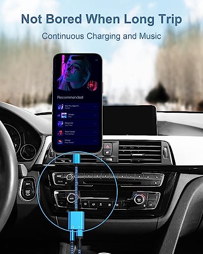 2 Pack iPhone Headphone Adapter, [Apple MFi Certified] 2 in 1 Lightning to 3.5mm Headphone Aux Audio + Charger Splitter iPhone Aux Adapter Dongle for iPhone 14 13 12 11 Pro Max Mini XR XS 8 iPad iPod