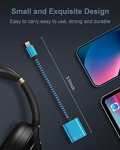 2 Pack iPhone Headphone Adapter, [Apple MFi Certified] 2 in 1 Lightning to 3.5mm Headphone Aux Audio + Charger Splitter iPhone Aux Adapter Dongle for iPhone 14 13 12 11 Pro Max Mini XR XS 8 iPad iPod