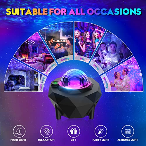 Star Projector, ZonQoonz Galaxy Projector with APP Remote Control, Bluetooth Music Speaker Aurora Projector, Night Light Projector for Kids Adults Gaming Room, Home Theater, Birthday, Party