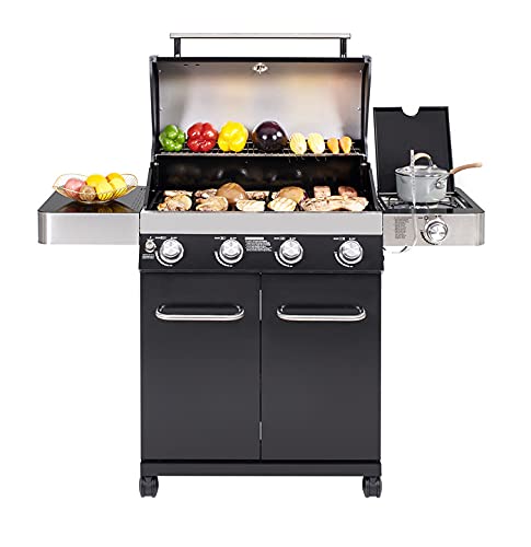 Monument Grills Larger 4-Burner Propane Gas Grills Cabinet Style, Black,LED Controls,Side Burner,USB Light-13892
