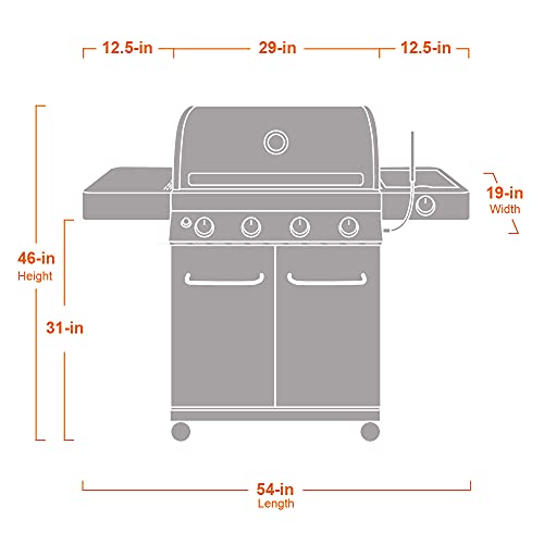 Monument Grills Larger 4-Burner Propane Gas Grills Cabinet Style, Black,LED Controls,Side Burner,USB Light-13892