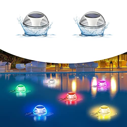 Floating Pool Lights,Solar Pool Lights RGB Color Changing IP65 Waterproof LED Night Light,Glow in The Dark Led Pool Ball Floating Lights for Swimming Pool,Hot Tub,Pond,Spa,Bath Light Decoration-2Pack
