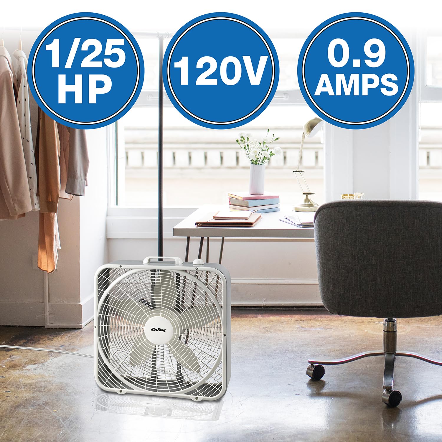 Air King 9723 20-Inch 3-Speed Box Fan , White