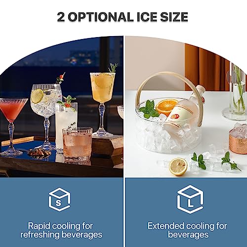 mollie Ice Machine Maker Countertop, 32 Ice Square Cubes Ready in 20 Mins, 33lbs/24 hrs, Self-Cleaning Ice Machine, 2 Size Ice Cubes for Kitchen Office Bar Party, 2.5L Water Tank