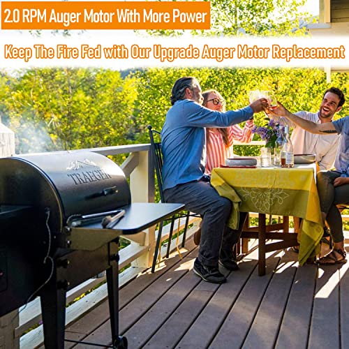 Upgraded 2.0RPM Auger Motor Replacement Parts with More Power, Compatible with Traeger, Pit Boss, and Camp Chef Wood Pellet Grill Smokers Motor Accessories, AC120V 60Hz 2 Pole Universal Feeding Gear
