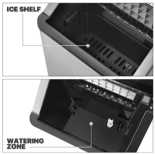 mollie Ice Machine Maker Countertop, 32 Ice Square Cubes Ready in 20 Mins, 33lbs/24 hrs, Self-Cleaning Ice Machine, 2 Size Ice Cubes for Kitchen Office Bar Party, 2.5L Water Tank