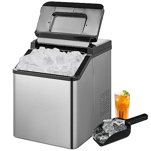 mollie Ice Machine Maker Countertop, 32 Ice Square Cubes Ready in 20 Mins, 33lbs/24 hrs, Self-Cleaning Ice Machine, 2 Size Ice Cubes for Kitchen Office Bar Party, 2.5L Water Tank