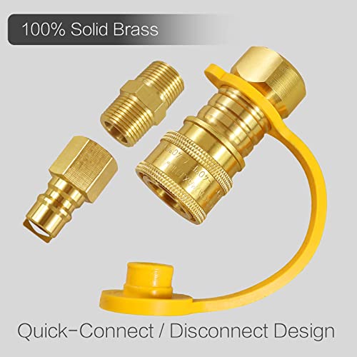 Xastro 3/8 Inch Natural Gas Quick Connect Fittings LP Gas Propane Hose Quick Disconnect Kit Propane Gas Grill Quick Connector Adapter Fitting with 3/8β Male Pipe NPT Thread x 3/8β Female Pipe Thread