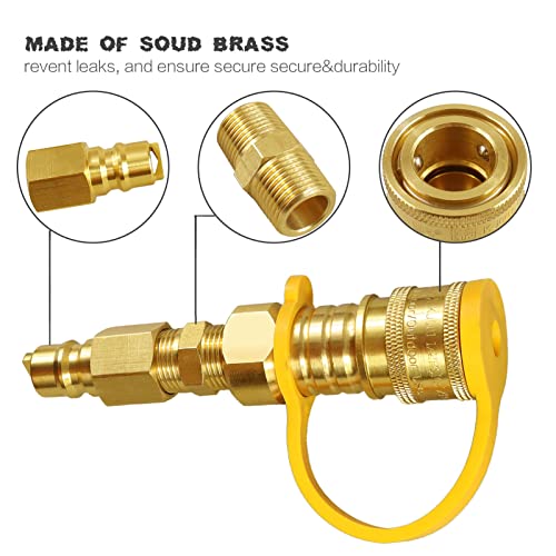 Xastro 3/8 Inch Natural Gas Quick Connect Fittings LP Gas Propane Hose Quick Disconnect Kit Propane Gas Grill Quick Connector Adapter Fitting with 3/8β Male Pipe NPT Thread x 3/8β Female Pipe Thread