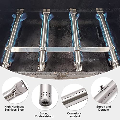 Hiorucet Grill Replacement Parts for Charbroil 4 Burner 463241113, 463449914 Gas Grill Models. Stainless Steel Heat Plate Tent Shields, Pipe Burner Tubes and Crossover Tubes Replacement Kit.