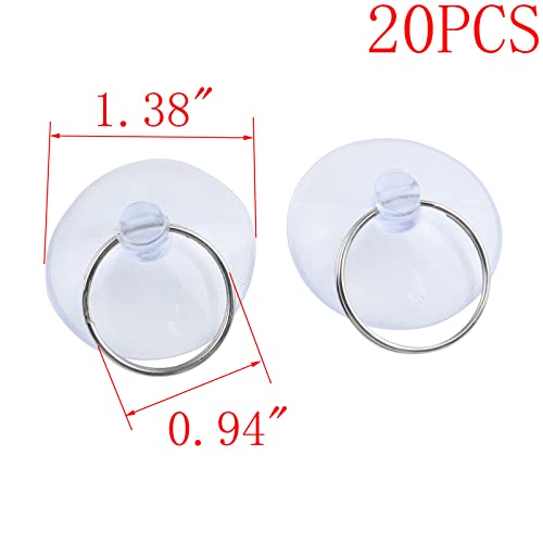 MY MIRONEY 1.38" Diameter Suction Cup with Rings Clear Suction Cup Sucker Pack of 20
