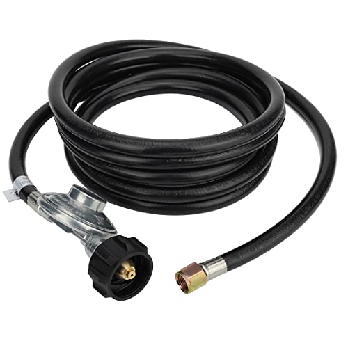 12FT Low Pressure Propane Regulator Hose with 3/8" Female Flare Nut,Universal QCC1 Type1 with 12 FT Hose for Most LP Gas Grill, Heater and Fire Pit Table, Propane Hose with Regulator for Grill