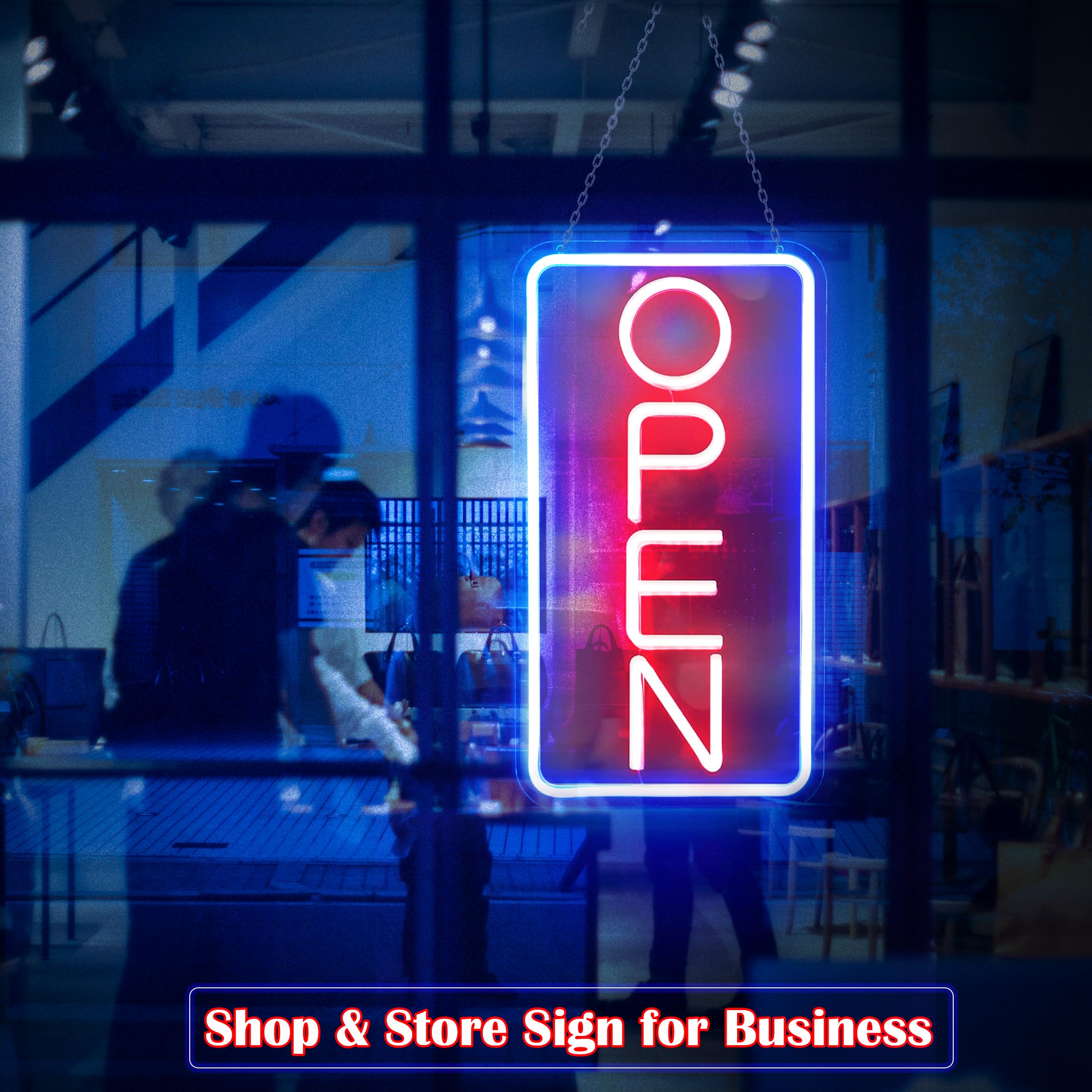 SunKite LED Neon Open Sign, 16.5"x 9" Business Hour Sign, Powered by USB with Switch, LED Display Window Lights for Cafe Bar Hotel Salon Bookstore Restaurant Grocery Shop Store Wall Decor