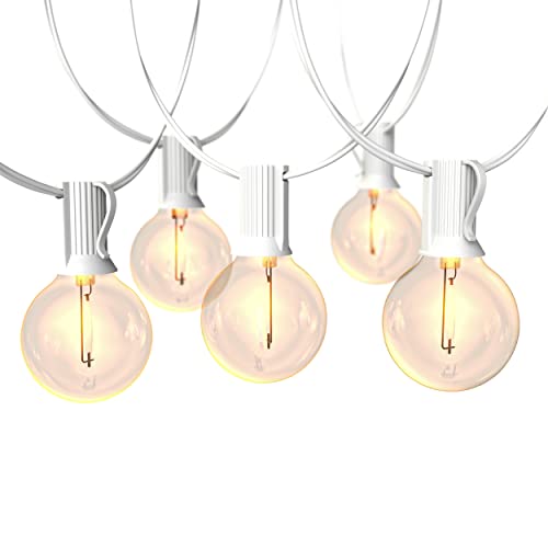 SUNTHIN Outdoor White String Lights, 27FT White Patio Lights with 14 G40 Shatterproof LED Bulbs(1 Spare), Waterproof Hanging Outside Lights for Yard, Porch, Deck, Garden, Pergola