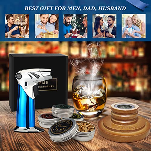 Cocktail Smoker Kit with Torch for Infuse Cocktail Whiskey,Wine, BBQ,Flavor Drink Smoker Include Oak, Cherry, Apple and Pecan Wood Chips,Whiskey Smoker Gifts for Men(No Butane)