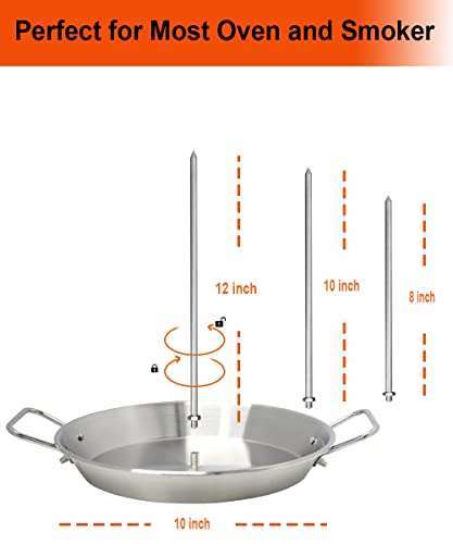 Vertical Skewer for Grill-Al Pastor Skewer Brazilian Vertical Spit Stand for Tacos Al Pastor, Shawarma, Kebabs, Gyros- BBQ Grilling Accessory with 3 Removable Spikes (8β, 10" and 12β)