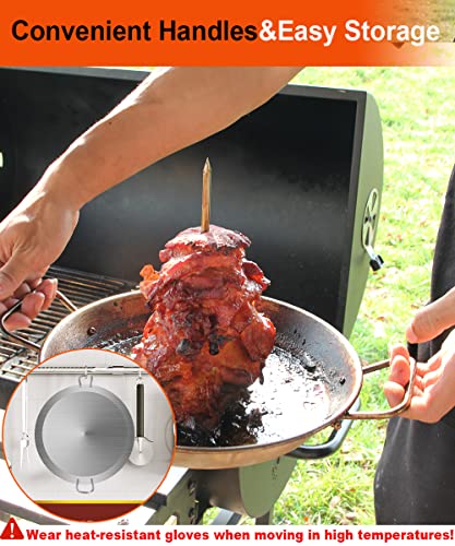 Vertical Skewer for Grill-Al Pastor Skewer Brazilian Vertical Spit Stand for Tacos Al Pastor, Shawarma, Kebabs, Gyros- BBQ Grilling Accessory with 3 Removable Spikes (8β, 10" and 12β)