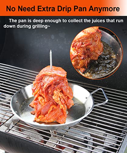 Vertical Skewer for Grill-Al Pastor Skewer Brazilian Vertical Spit Stand for Tacos Al Pastor, Shawarma, Kebabs, Gyros- BBQ Grilling Accessory with 3 Removable Spikes (8β, 10" and 12β)