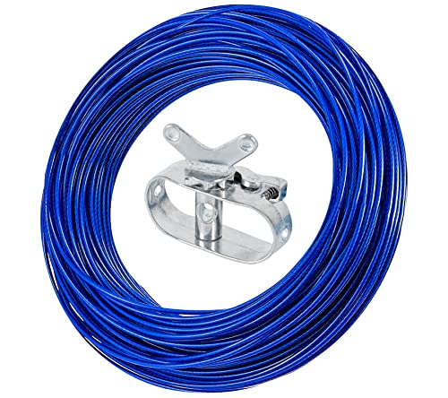 Pool Cover Winch and Cable, 102ft Winterize Pool Closing Kit Pool Cable and Winch, Heavy-Duty Pool Cover Wire and Winch, Pool Cover Cable & Ratchet Kit for Above Ground Swimming Pool Winter Cover-Blue