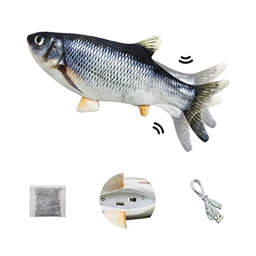 Floppy Fish Dog Toy,Floppy Fish,11" Realistic Interactive Perky Pet Floppy Fish Cat toy,USB Charging Floppy Fish Friend Dog Toy,Dog Fish Toy Flopping Can Chew and Kick,Reducing Stress For Cats